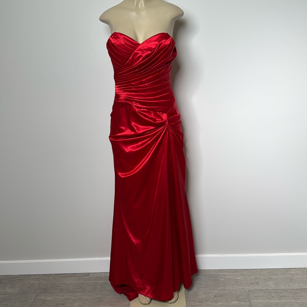 Cinderella Design Red Satin Gown Size Medium - Gem